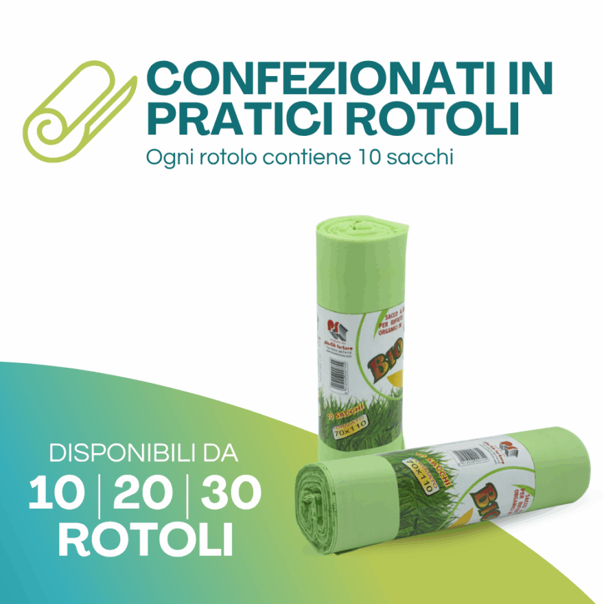 Sacchetti biodegradabili per organico 70x110cm
